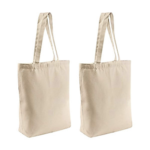 Canvas Tote Bags,2 Pcs Tote Bags Multi-Purpose Reusable Blank Canvas Bags Use For Grocery Bags,Shopping Bags,DIY Gift Bags