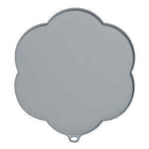 Catit Flower Shape Cat Placemat, Gray, diameter 11.8in