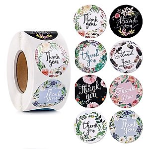 1000 PCS 1.5 Inch Thank You Sticker Foil Thank You Labels for Sealing, Decoration (8 Designs, 1000 pcs * 1 roll)