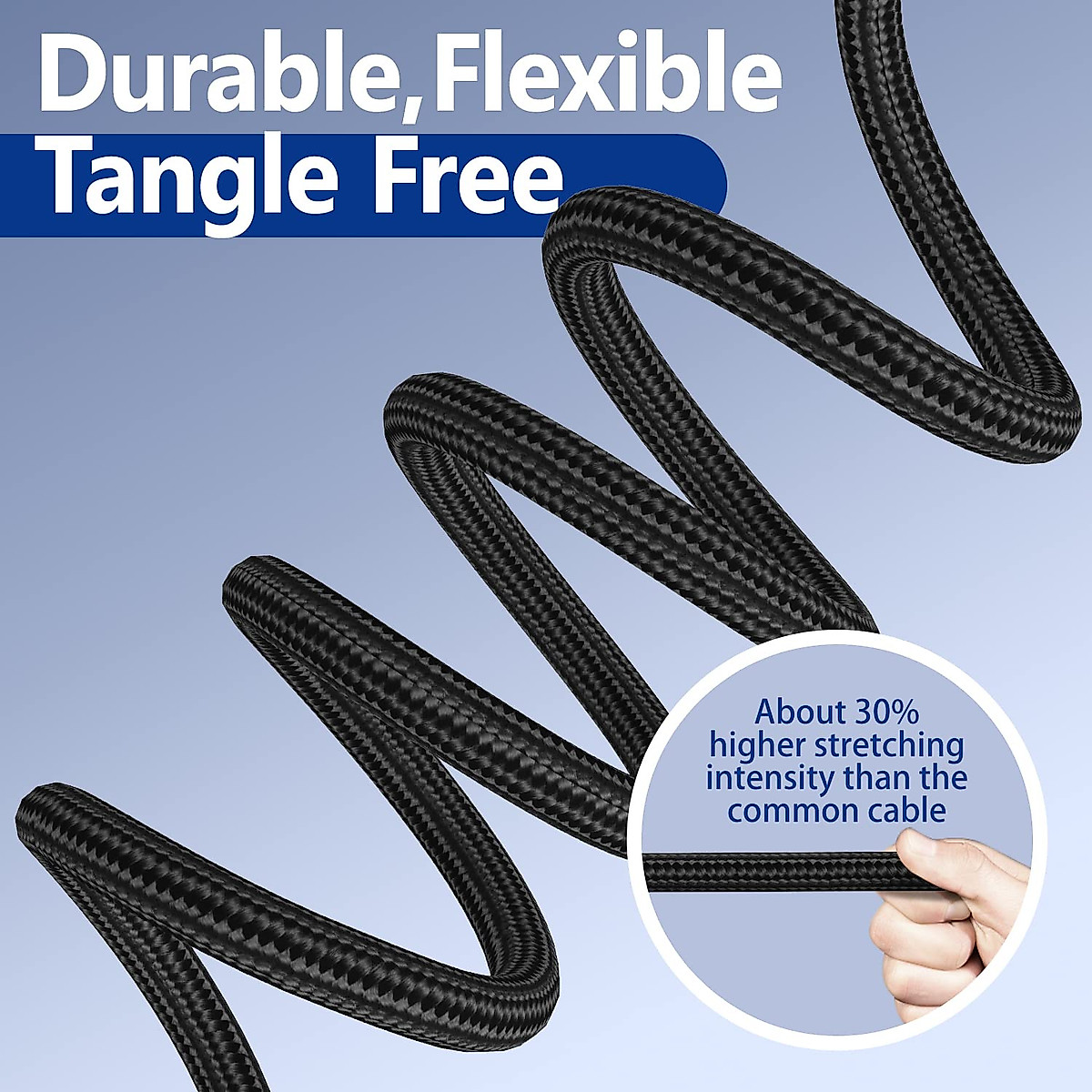 Sovvid Guitar Cable 10FT Professional Instrument Cable Electric Guitar AMP Cord Updated Version 1/4 TS Cable for Guitar Bass Mandolin Keyboard and Pro Audio, Right Angle to Straight (Black White)