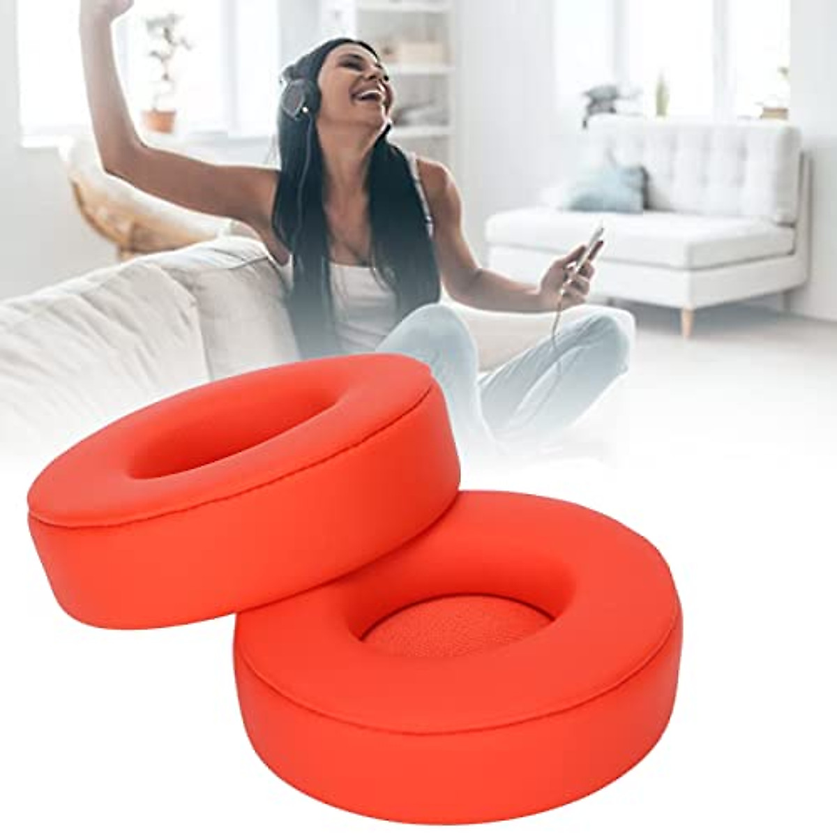 2pcs Headphone Cushion, for SoloPro Ear Pads Elastic Wireless On Ear Headphones Pads Durability Low Noise Replacement Earpad Cover(red)