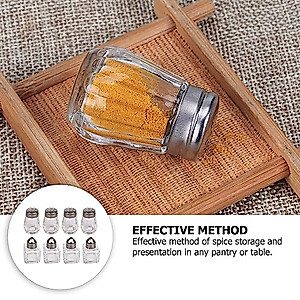 DOITOOL 10Pcs Mini Salt and Pepper Shakers - Glass Transparent Salt and Pepper Shakers Cute - Portable Mini Powdered Sugar Shaker Duster Salt Shaker for Travel, Camping, Baking