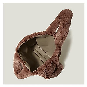 Fuzzy Furry Tote Bag Large Purse Faux Fur Fluffy Totes Shoulder Bags Women Plush Handbag Cute Winter Fashion Purses (red)