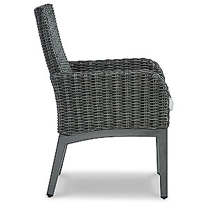 Signature Design by Ashley Elite Park Casual Outdoor Resin Wicker Arm Chair with Cushion, 2 Count, Gray