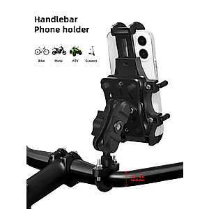 ZIDIYORUO Motorcycle Phone Mount with Vibration Dampener, One-Hand Operation Motorcycle Bike Phone Holder Holds 4.7"-7.1" Cell Phones on Handlebar, Cell Phone Holder for Bike Motorcycle Scooter ATV