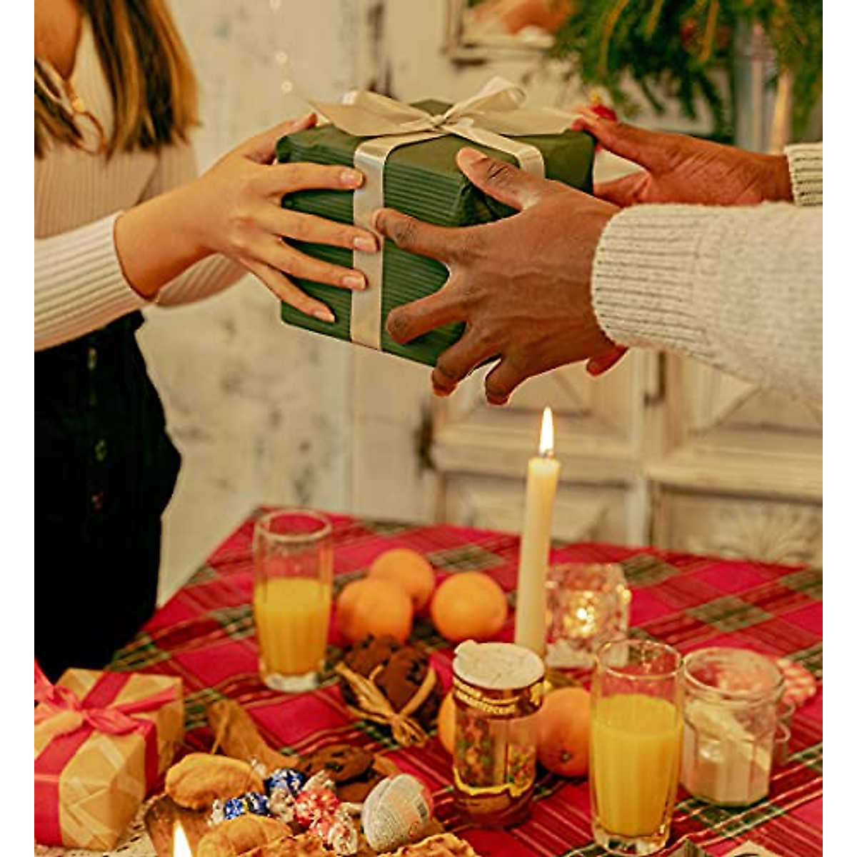 Coasters for Drinks, Absorbent Ceramic Stone Coaster Set with Metal Holder Stand, Drink Coasters with Cork Base, Housewarming Gifts for Home Decor, 4 Inches,Set of 6-Light Blue Marble