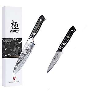 KYOKU 6" Utility Knife + 3.5'' Paring Knife - Shogun Series - Japanese VG10 Steel Core Forged Damascus Blade