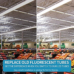 LIGHEART 8FT Linkable LED Shop Light, 100W 12000LM, T8 Integrated LED Tube Light Fixture, V Shaped, High Output,6000K, Brighter White, LED Bulb Light for Garage, Warehouse, Plug and Play (10-Pack)
