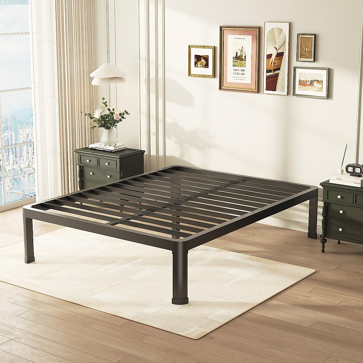 Yitong Angel California King Bed Frame with Round Corner Edge Legs, 14 Inch Tall 3500 lbs Heavy Duty Metal Platform Bed Frame California King Size, No Box Spring Needed/Noise Free/Non-Slip