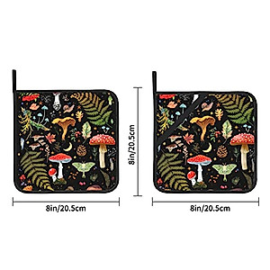 Mushroom Pot Holders Sets, Kitchen Potholders for Cooking Baking BBQ Grilling (2-Piece Sets)