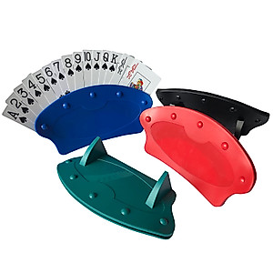 Yuanhe Set of 4 Playing Card Holder for Kids Seniors,Hands Free Cards Holders for Poker Parties, Family Card Game Nights