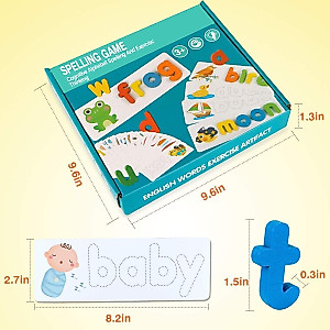 MASTOUR See and Spell Learning Toys,Matching Letter Game Words for Kids,Educational Learning Toys for Preschool Kindergarten 3-7 Year Old Girls Boys (28 Cards+52 Letters) +1