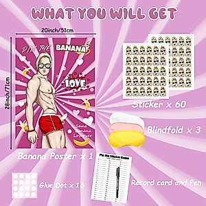 VOSINPADA Bridal Shower Bachelorette Party Games Pin The Banana on The Hunk Games, Bachelorette Party Favors Wedding Engagement Party Games Funny Ice Breaker Games Hilarious Party Games 60 Stickers