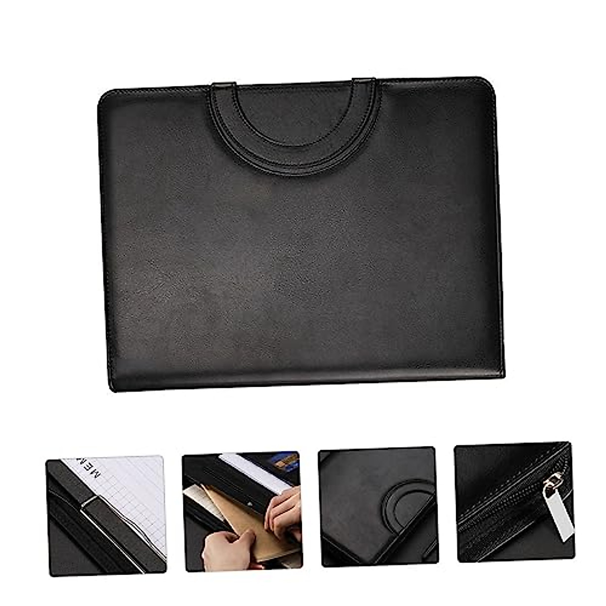 Ciieeo Multifunction Folder Zipper Portfolio Document Storage Pouch Tote Insert Organizer Document Organizer Bags Leather Certificate Bag Zip Binder Canvas Travel Business Book Portable