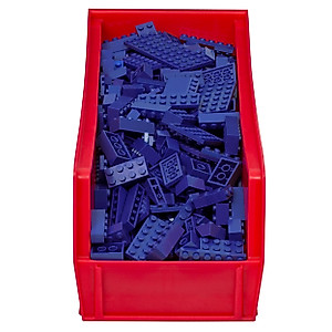 Akro-Mils 30234 AkroBins Plastic Storage Bins, Space-Saving Stackable Bins, Garage Organization Bins, Pantry Organization, Craft Storage, 15-Inch x 5-Inch x 5-Inch, Red, 12-Pack