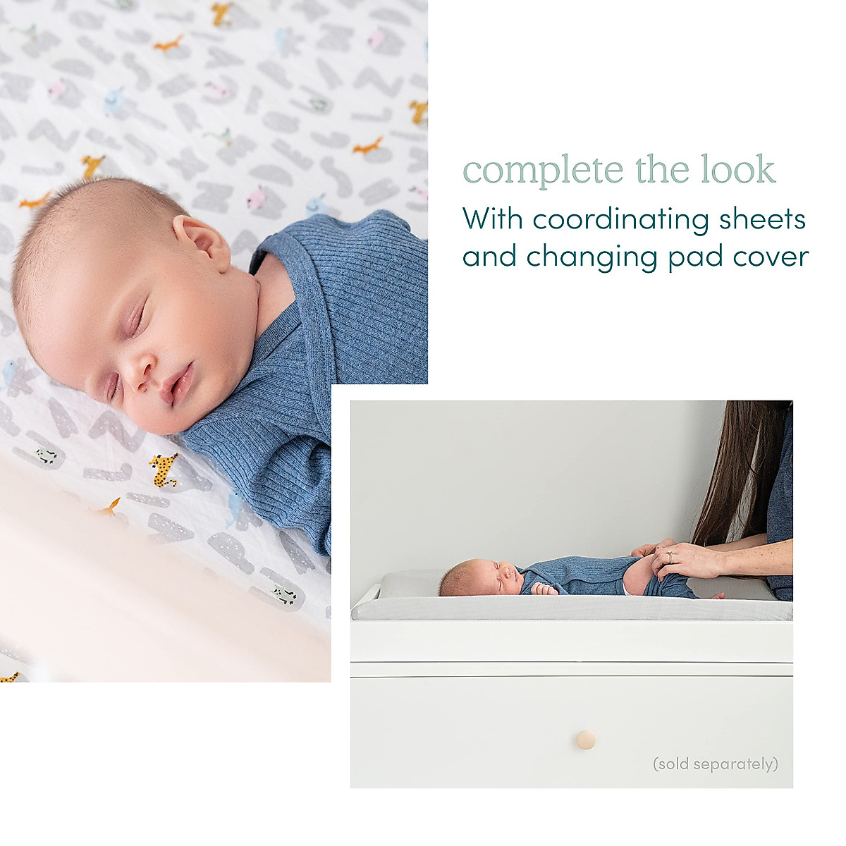 aden + anais Essentials 3-Piece Crib Bedding Set, Baby Bedding Bundle, Cotton Blanket, Crib Sheet, Crib Skirt, Alphabet Animals