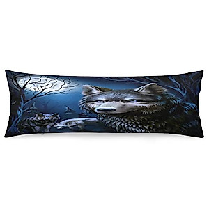 Body Pillow Cover,Wolf Printed Long Pillow Cases Protector with Zipper Decor Soft Large Covers Cushion for Beding,Couch,Sofa,Home Gift 20"x54"