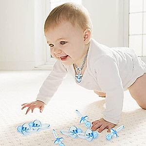 50 Pieces 2.75 Inch Baby Pacifier Baby Shower Plastic Pacifier for Baby Shower Pacifier, Baby Shower Gender Show Party Decoration DIY Baby Shower Birthday Party Gift (Blue)
