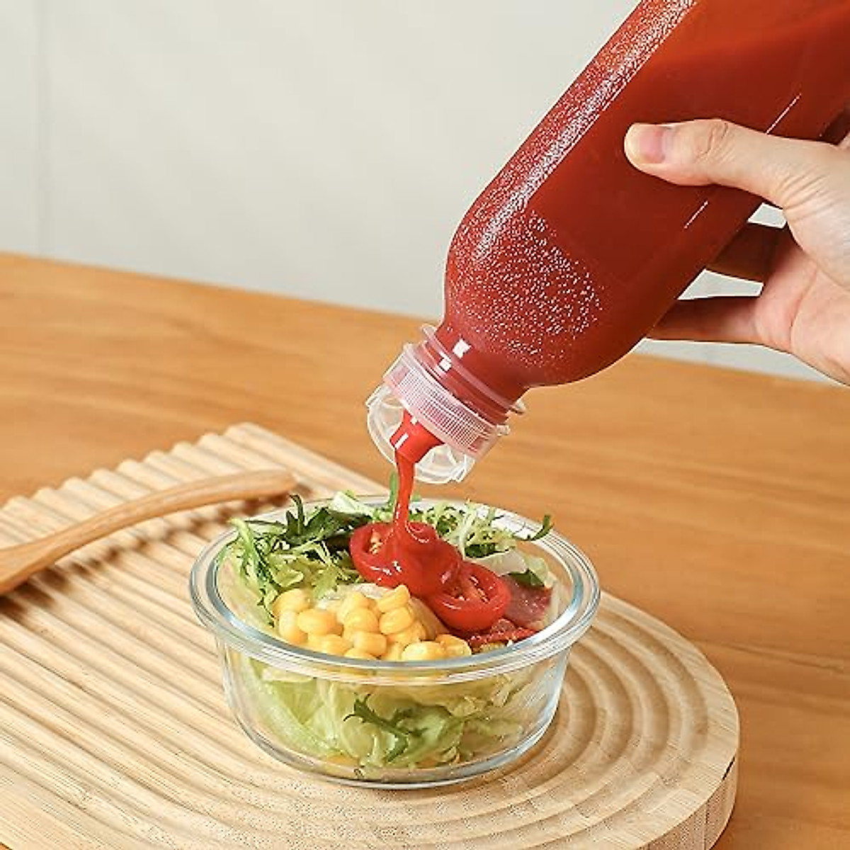 Qiuhome Condiment Squeeze Bottle Sauces Ketchup Bottles Squeeze Salad Dressing Container Honey Dispenser
