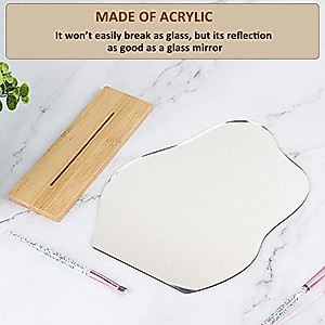 DaizySight Irregular Aesthetic Vanity Mirror Frameless, Decorative Desk Tabletop Acrylic Mirrors with Wooden Stand for Living Room, Bedroom, and Minimal Spaces Home Decor - Cloud Shape