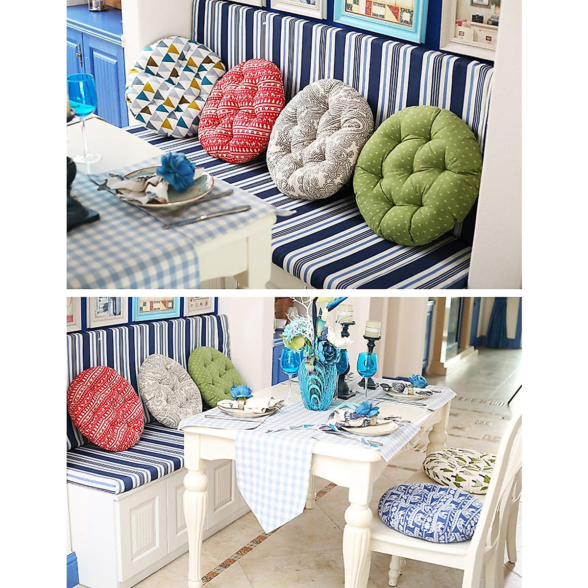 DadaA Cotton Chair Pads,Soft Seat Cushions Thicken Seat Pads Cushion Pillow for Office,Home or Car Sitting,Set of 2 (A)