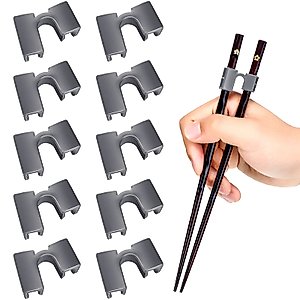 10 Pieces Chopstick Helper Training Chopsticks Connector Reusable Plastic Training Chopstick Helper for Adults, Beginner, Trainer or Learner