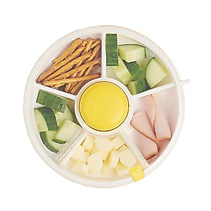 GoBe Kids Snack Spinner Bundle with Hand Strap and Sticker Sheet - Reusable Snack Container with 5 Compartment Dispenser and Lid | BPA and PVC Free | Dishwasher Safe | No Spill, Leakproof