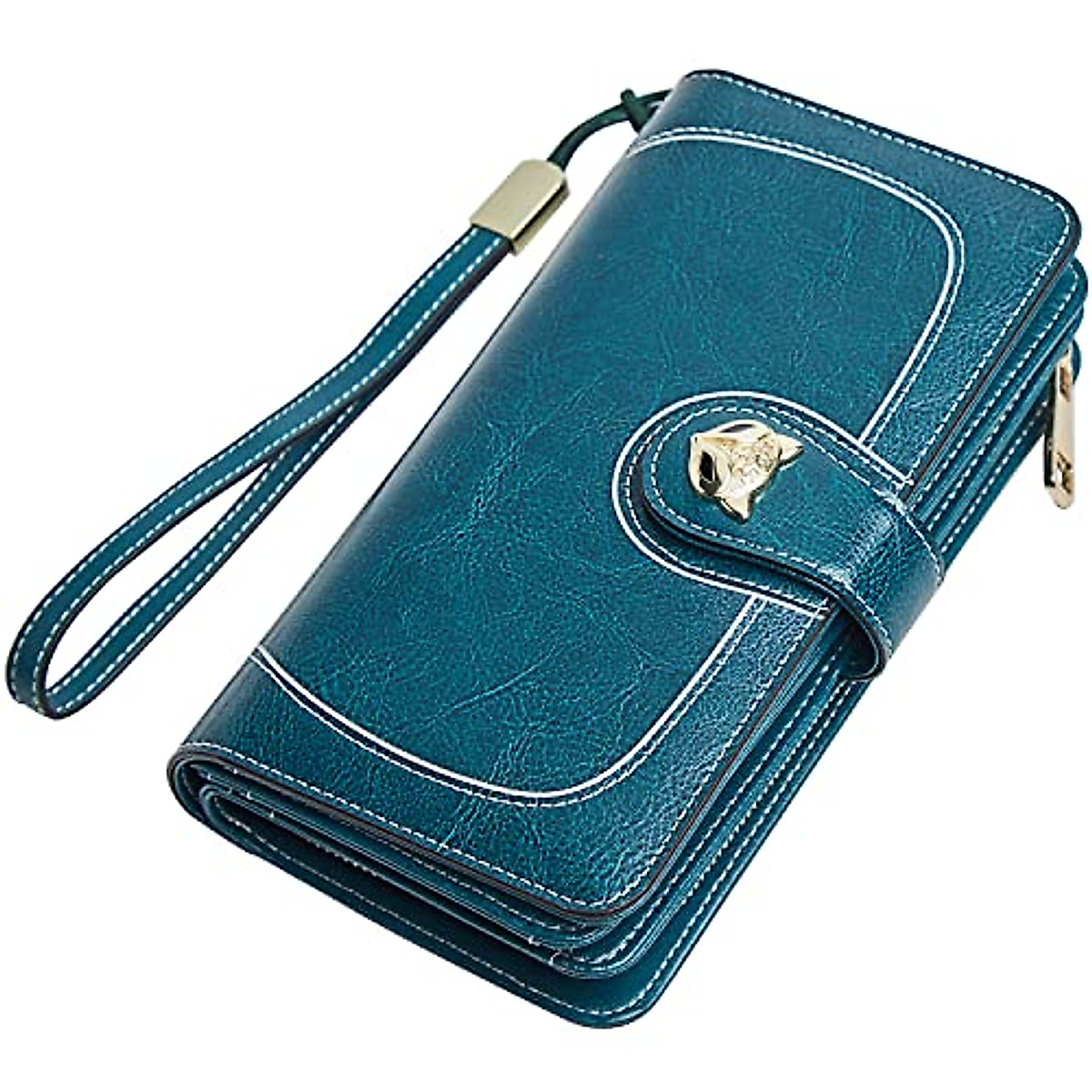FOXLOVER Designer Wristlet Wallets for Women Large Capacity Ladies RFID Blocking Leather Credit Card Holder