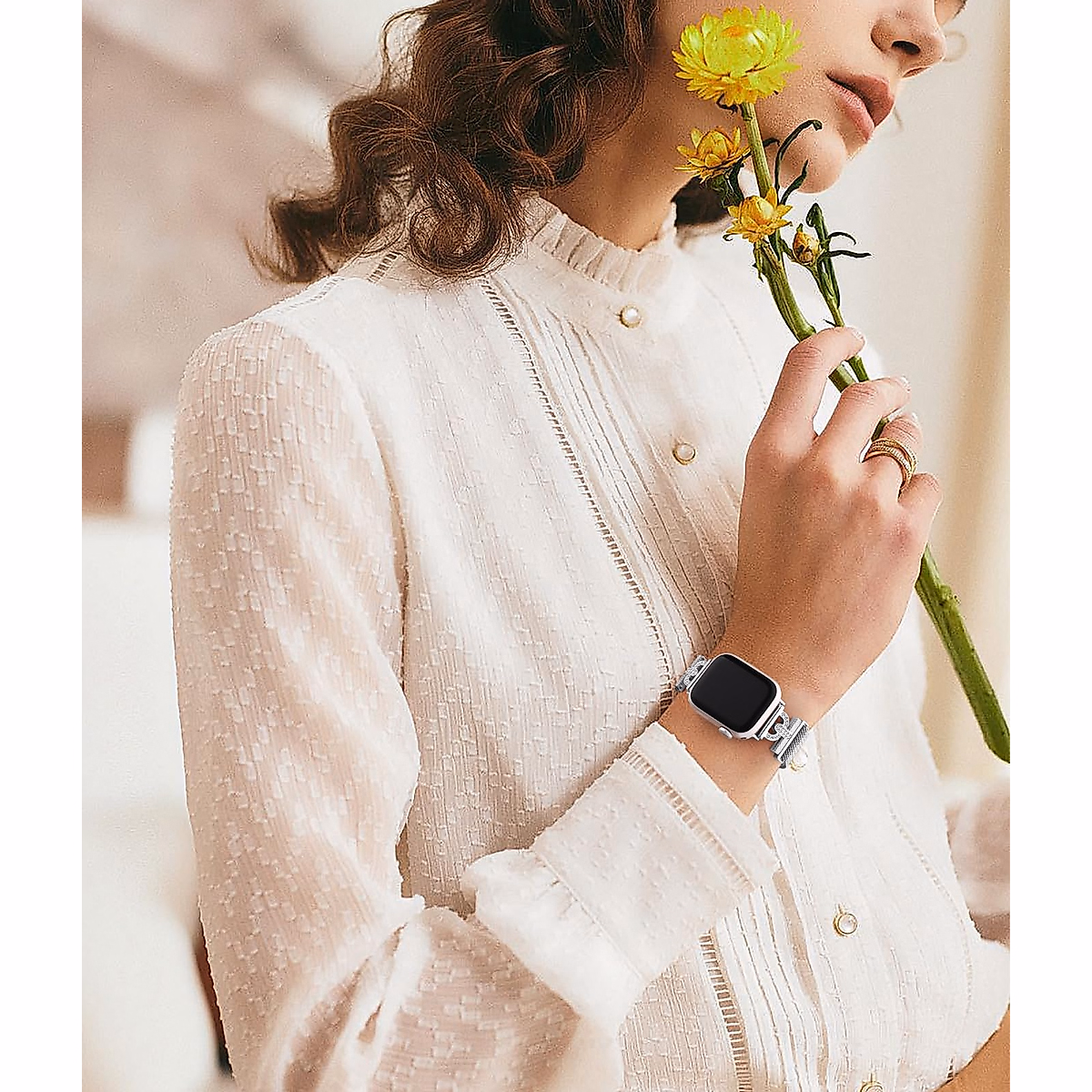 Metal Magnetic Band for Apple Watch Bands 44mm 45mm 46mm 42mm 49mm 40mm 38mm 41mm iWatch Ultra SE Series 10 9 8 7 6 5 4 3 2 1, Milanese Loop Jewelry Stainless Steel Mesh Wristband Women Men, Silver