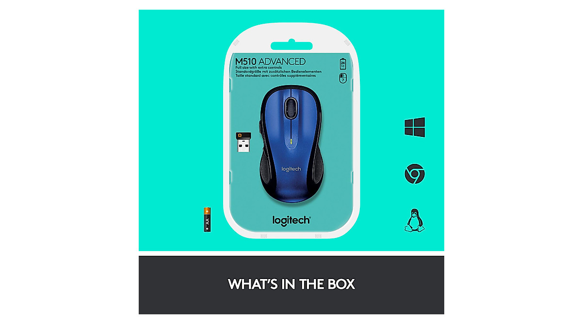Logitech M510 Wireless Mouse - Blue (Renewed)