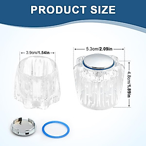 Parthan 2 pcs Faucet Handles with Screws, Transparent Acrylic Hot and Cold Faucet Replacement Handles Bathroom Sink Bathtub Faucet Knobs fits D-shaped Hot Cold Faucet Stems(COLOR:1 Red + 1 Blue)