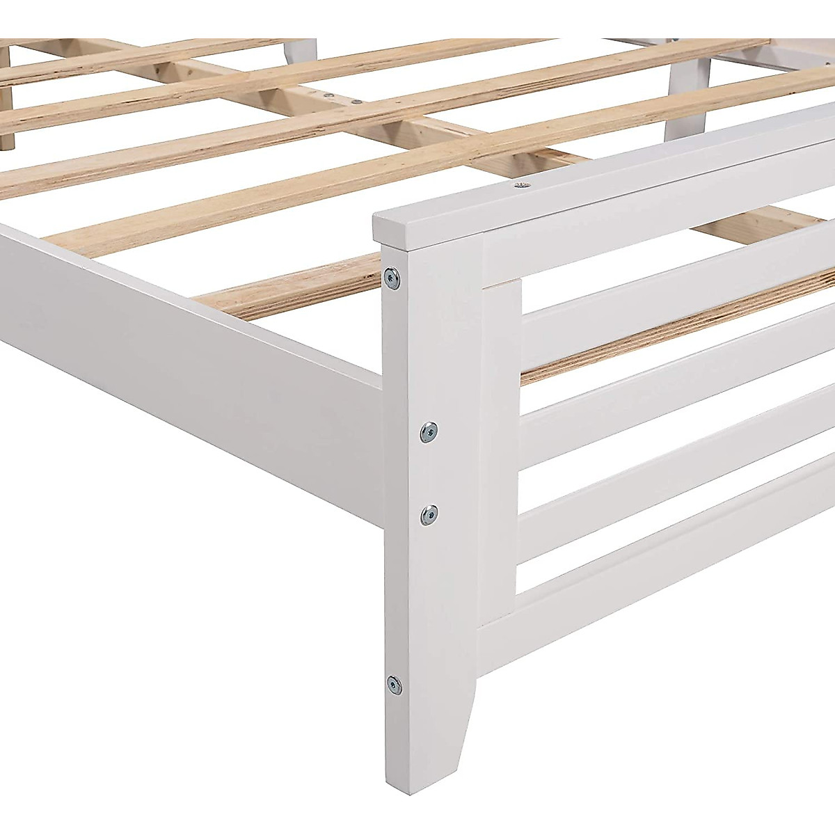 STP-Y Queen Bed Frame with Headboard Wood Platform Queen Bed,No Box Spring Needed (White, Queen) (Color : White, Size : Queen)