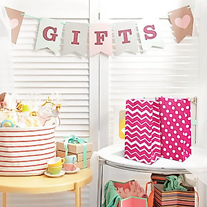 MIMIND 40 Pieces Party Paper Favor Bags Kids' Goodie Bags Kraft Candy Treat Bags for Birthday Wedding Party Christmas, Hot Pink