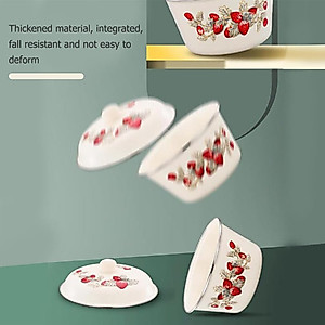 Enamelware Serving Bowl Vintage Large Enamel Food Bowl: Retro Floral Style Soup Basin with Lid Farmhouse Enamelware Deep Dish Bowls for Pasta Salad Cereal Soup 18cm Random Pattern Enamel Nesting Bowl