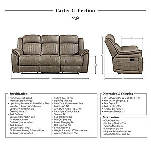 Lexicon Carter Double Reclining Sofa, Sandy Brown