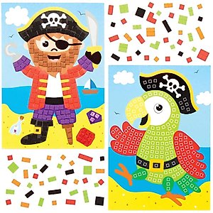 Baker Ross AT676 Pirate Mosaic Picture Kits - Pack of 4, for Kids Arts and Crafts Projects