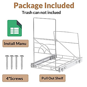 Volitaous Cabinet Trash Can Pull Out Trash Can Rack, Adjustable & Smoothly Under Kitchen Sink Garbage Can Pull Out for 7-11 Gallon (Not Include Can)