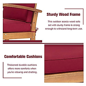 kinbor Outdoor Sofa Set Patio Furniture Set 7 Piece Wood Patio Set Outdoor Sectional Sofa Couch for Patio Deck