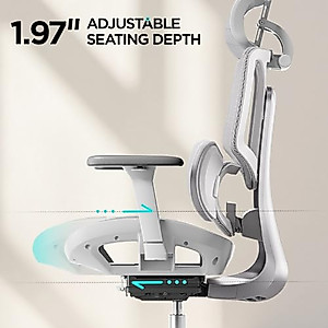 Hbada E3 Air Ergonomic Office Chair, Big and Tall Office Chair - with 3-Zone Dynamic Lumbar Support, 3D Adjustable Headrest, 3D Adjustable Armrests, Swivel Computer Chair, Grey(No Footrest)