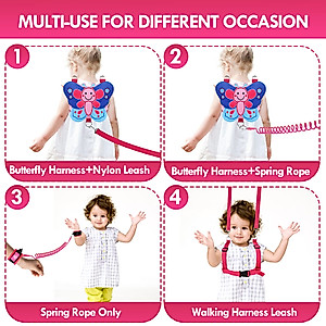 Toddler Leash for Girls, 4-in-1 Toddler Safety Harness Leash, Anti Lost Wrist Link Safety Wrist for Toddlers, Child, Babies & Kids, Backpack Leash for Toddlers (Upgraded Butterfly)