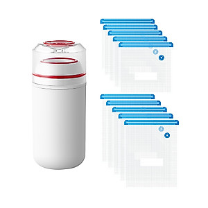 Vacbird Portable Handheld Vacuum Sealer Machine, Battery Powered Cordless Food Vacuum Sealer, 10 PCS Reusable Sous Vide Bags Set