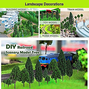 HO Scale Trees, Mystear 50PCS HO OO Scale 1:100 Model Trees 1.4in/3.5cm Train Railroad Park Scenery Architecture Fake Trees for DIY Crafts, Building Model, Landscape