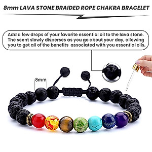 M&N Jewelry Designs Crystals and Healing Stones - 7 Healing Energy Chakra Stones, Natural Tiger Eye, Adjustable (Necklace and Bracelet)