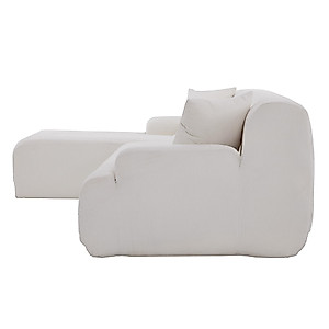 Yoglad Minimalist Style Modern L Shape Sectional Sofa Set, 3 Seat Upholstered Cloud Couch with Chaise Lounge - for Living Room,Bedroom,Apartment(Chenille Cream)