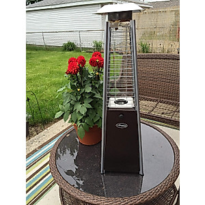 Hiland HLDS032-GTTHG Portable Propane Table Top Pyramid Glass Tube Patio Heater, 9500 BTU, Bronze, SMALL