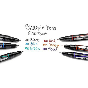 Sharpie 1742659 Fine Point Pens, Blister of 2 Pens, 3 Blisters, Total 6 Pens, Black Quick-drying Ink