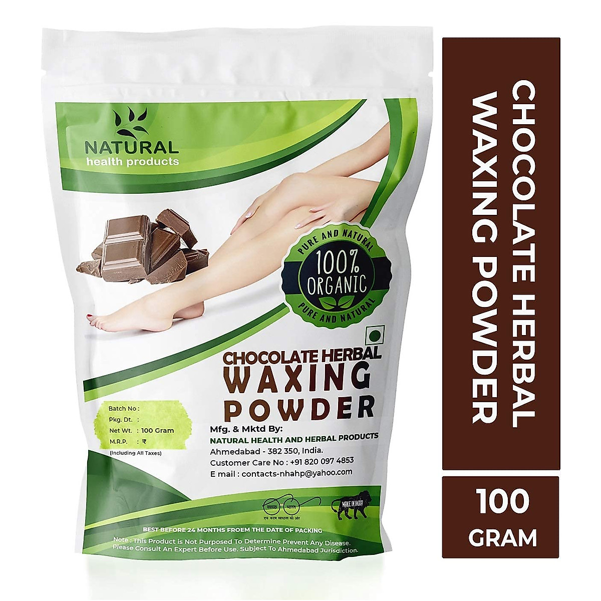 BAVI Natural Health Products Chocolate Herbal WAXING Powder for Naturally Instant Remover of Hair, D-TAN Skin & Dead Cell for All Types of Hair & Skin - 100G