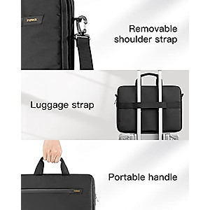 Inateck 15.6 Inch Laptop Sleeve,180° TSA Shoulder Bag,Splash-resistant 3-Way Laptop Carrying Case,Handbag with Trolley Strap Compatible with 15-15.6 Inch Laptop/Chromebook/Notebook for Commuting