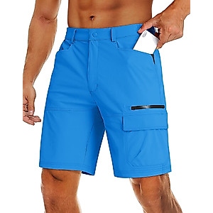 MAGCOMSEN Golf Shorts Men Stretch Hiking Quick Dry Shorts Cargo Shorts Outdoor Fishing Shorts Azure,36
