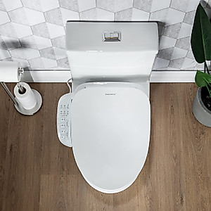 Casta Diva Electric Bidet Seat with Side Panel, Heated Toilet Seat with Bidet, Warm Water, Air Dryer, Nightlight, Fits Elongated Toilets (Elongated with Panel)